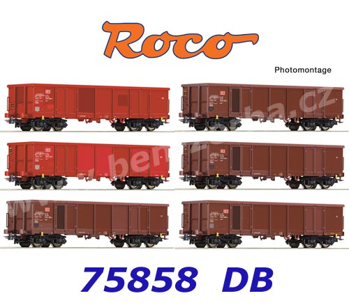 75858 Roco Set 6 otevřených nákladních vozů řady Eaos, DB | Vlaky | H0 ...