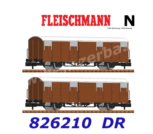 826210 Fleischmann N Set of two covered goods wagons type Glmms of the DR | Trains | N - 1:160 ...